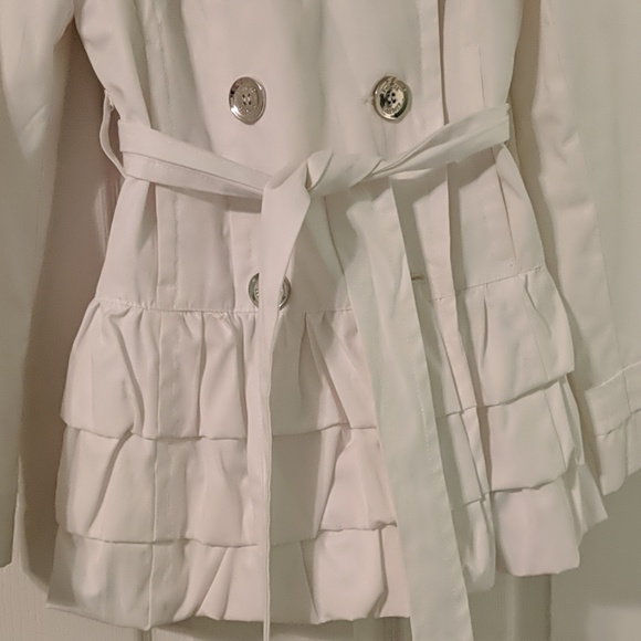 Express | Jackets & Coats | Express Ruffled White Trench Coat | Poshmark